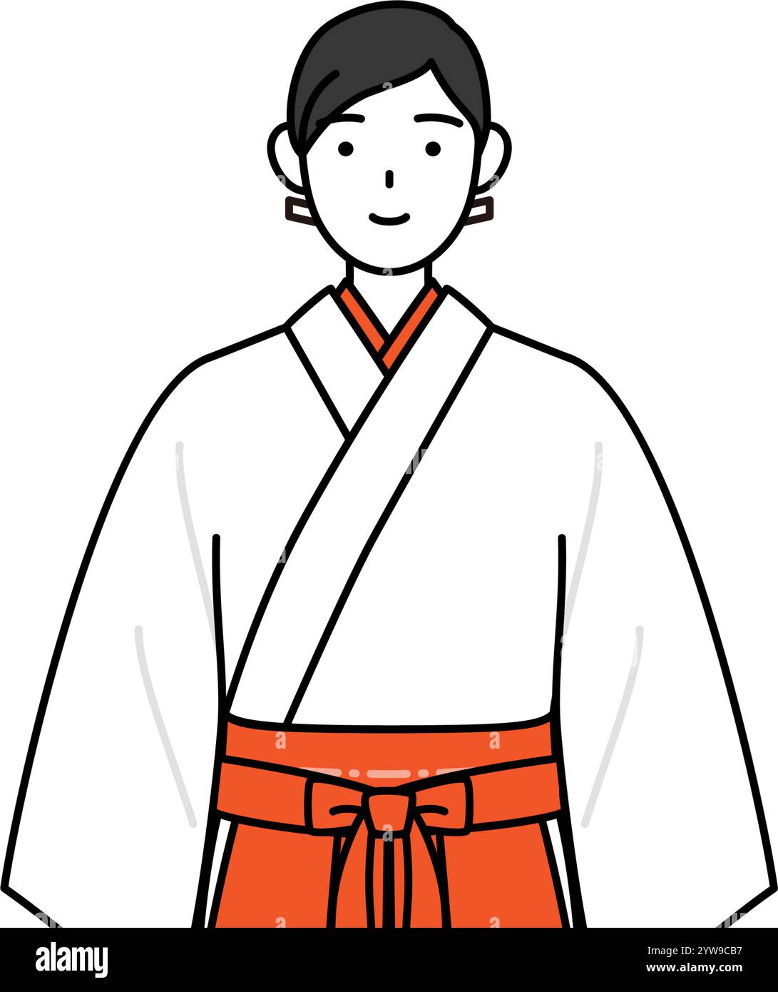 Shrine Maiden Of The Shrine, wearing White kosode and Red Hakama, with ...