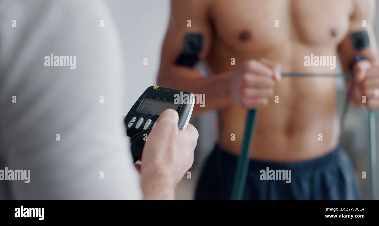 Hands, nerves stimulator and machine for physiotherapy with patient ...