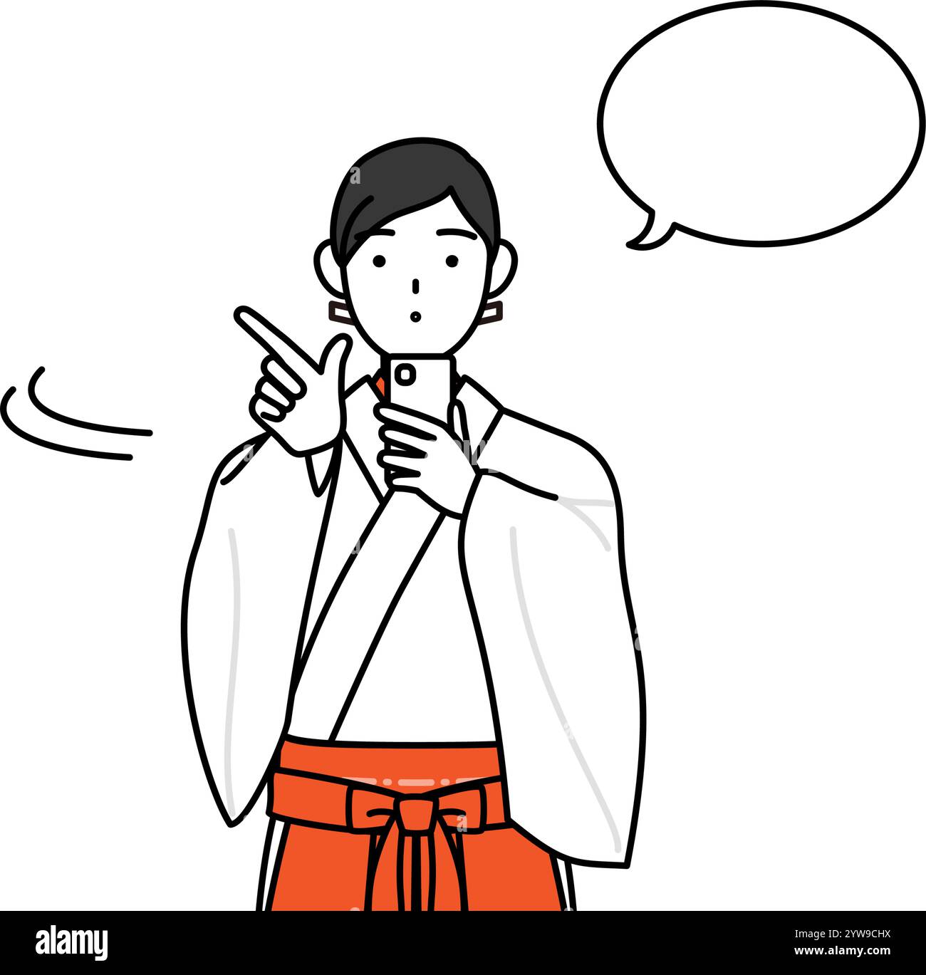 Shrine Maiden Of The Shrine, wearing White kosode and Red Hakama ...