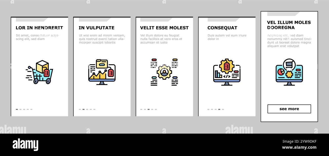 technical sales engineer service onboarding icons set vector Stock ...