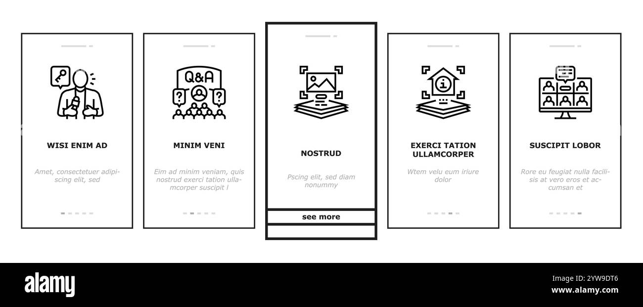 virtual conference event online onboarding icons set vector Stock ...