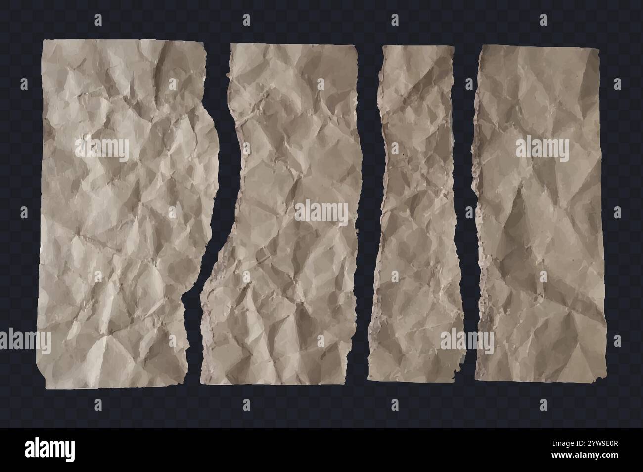 Crumpled kraft paper, torn wrinkled pieces of kraft paper, brown scraps ...