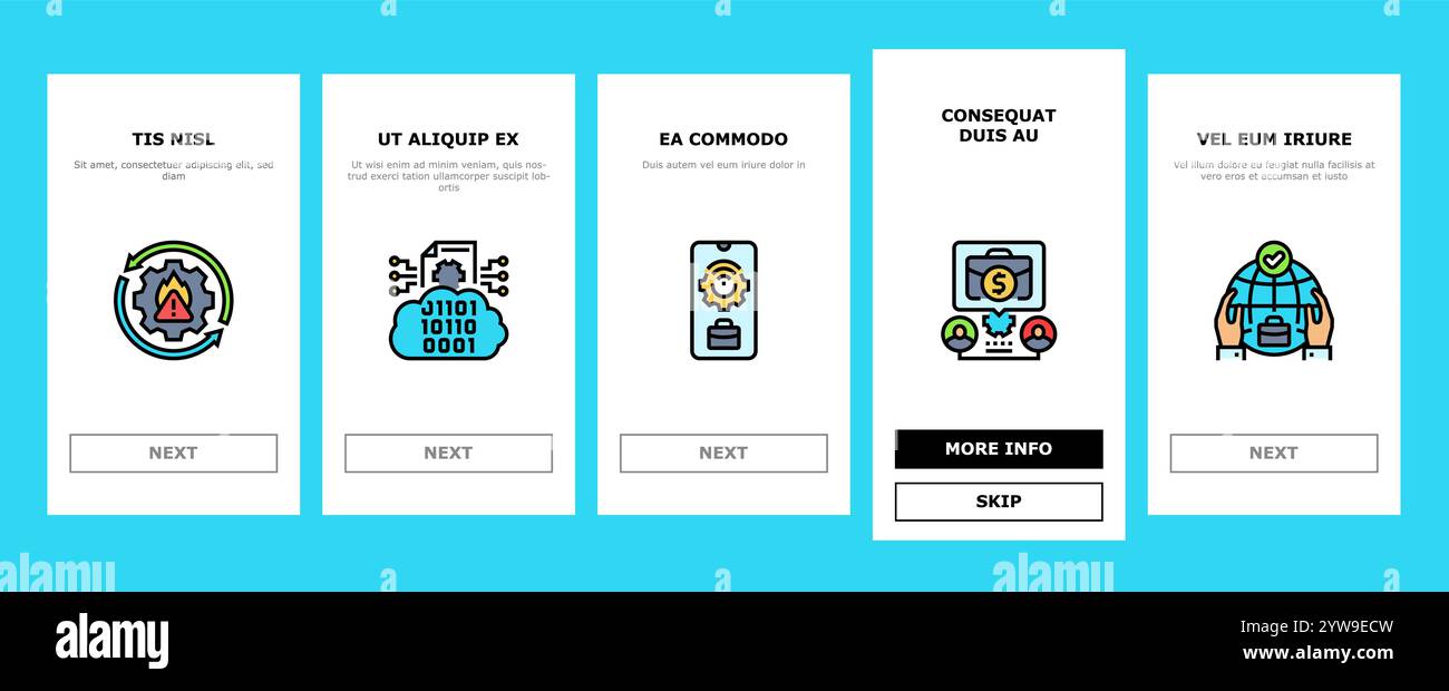 business process optimization onboarding icons set vector Stock Vector ...