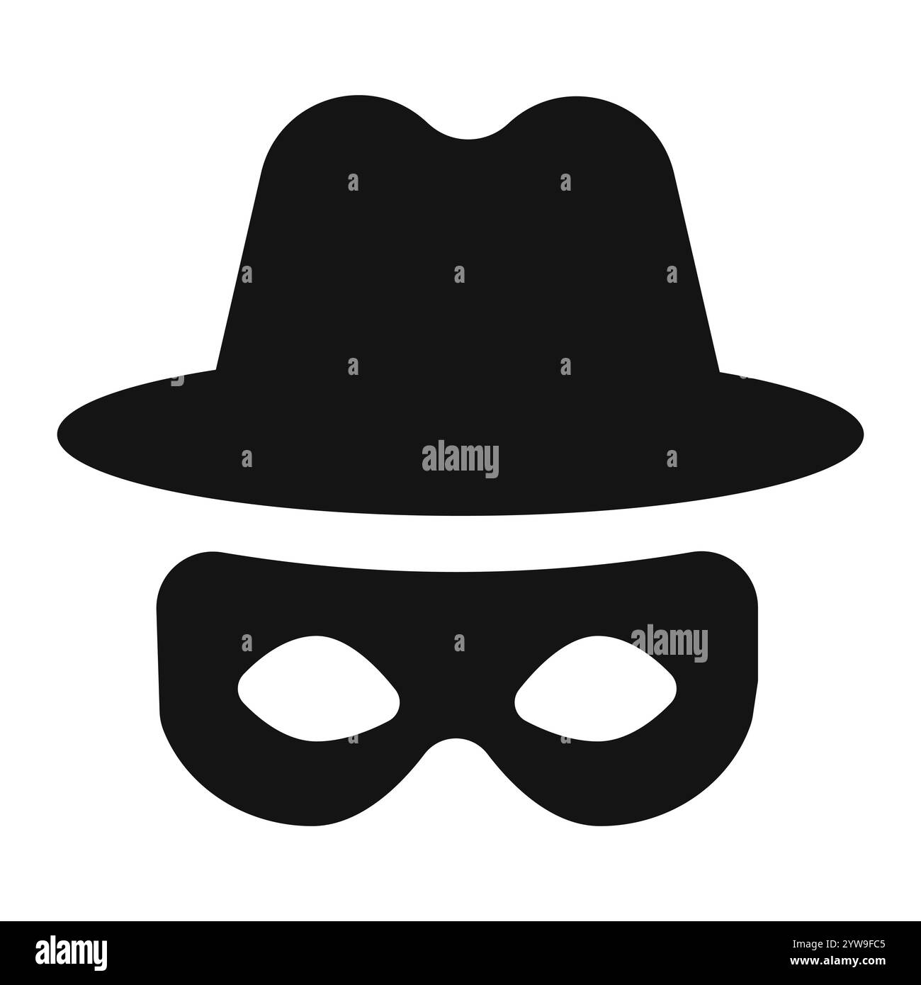 Incognito mask, villain or robber hide face element, black silhouette ...
