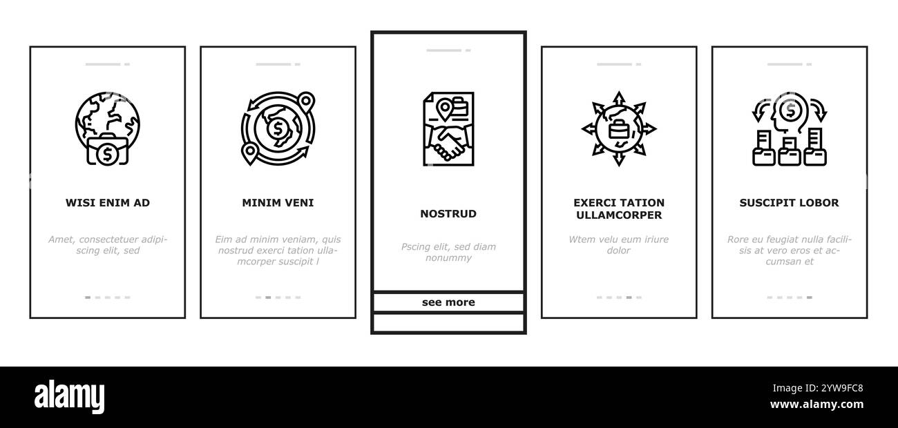 modern business strategy onboarding icons set vector Stock Vector Image ...