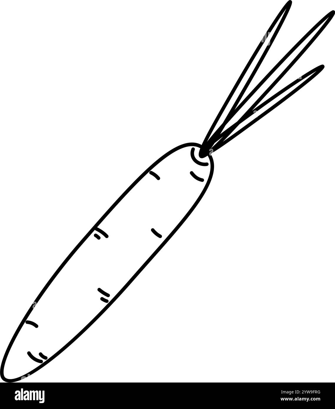 Outline Carrot with leaves Stylized vegetable design element. Icon ...