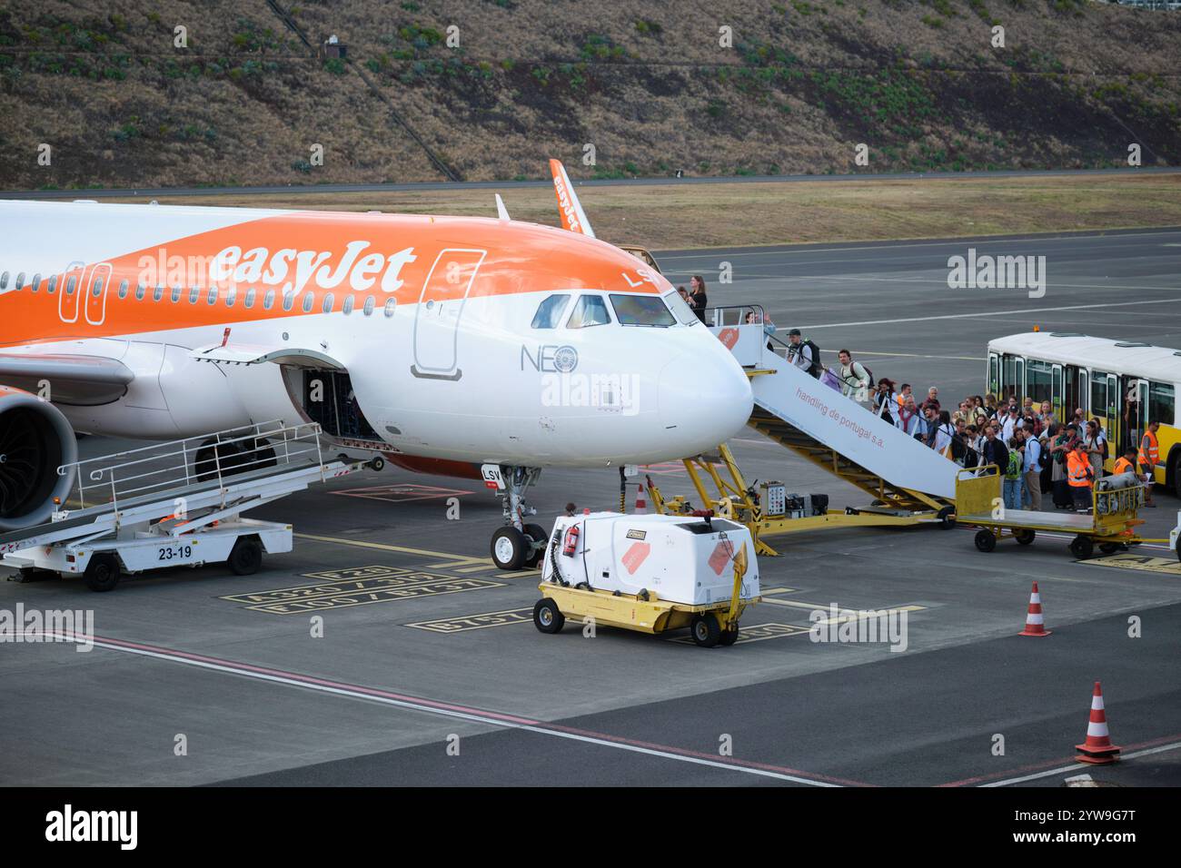 Passenger boarding easyJet Airbus A321-251N passenger plane in ...