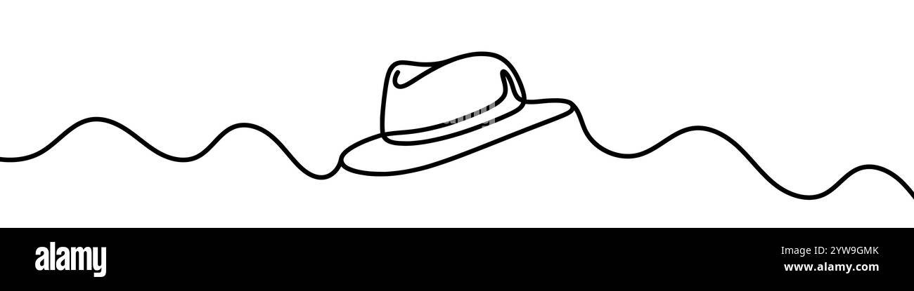 Minimalist single line sketch of elegant fedora hat, representing ...