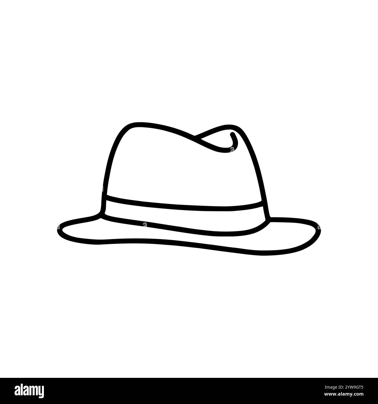 Elegant fedora hat icon. Black and white cartoon of a fedora hat ...