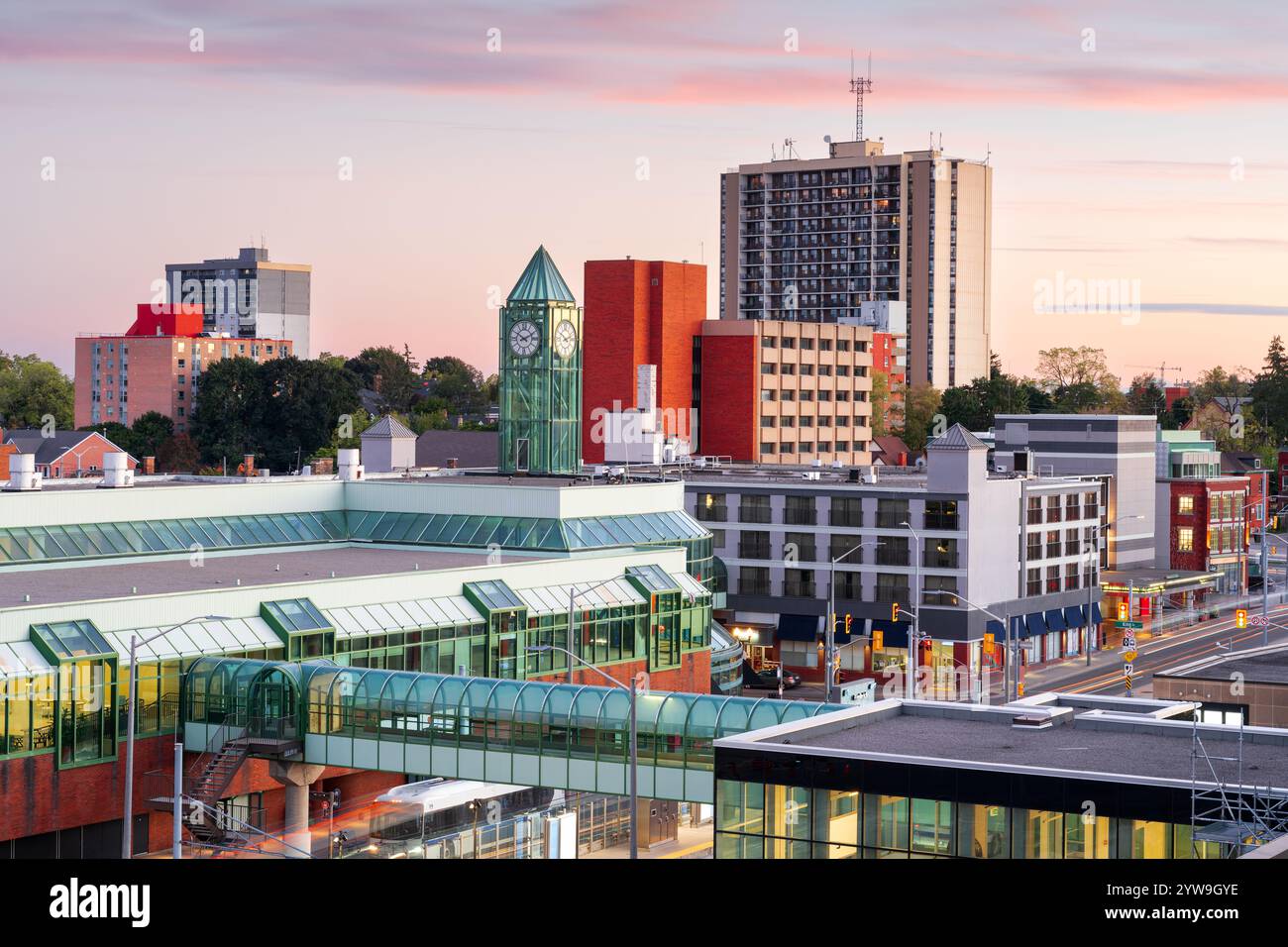 Kitchener, Ontario, Canada downtown city skyline at dusk Stock Photo ...