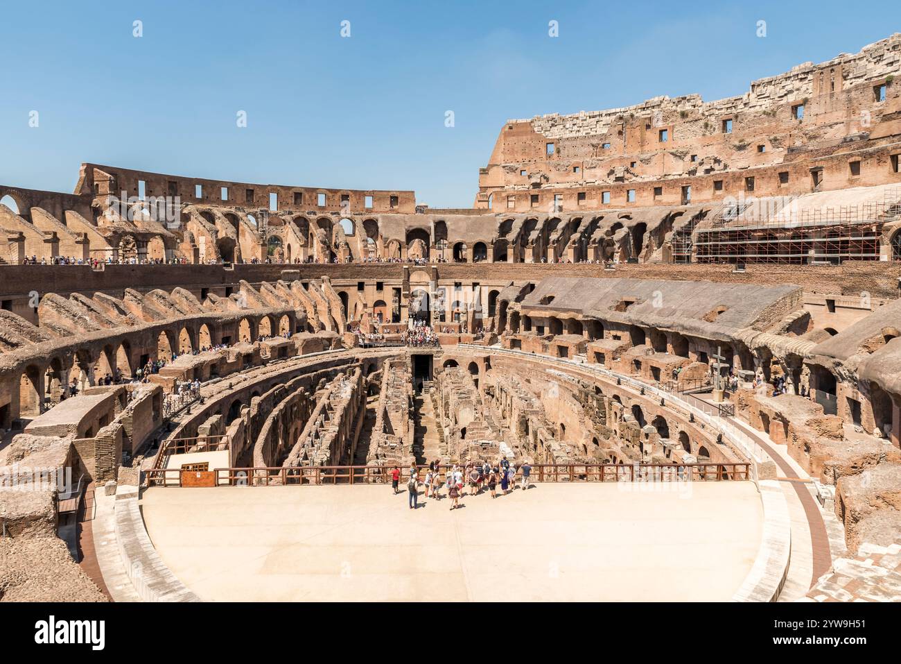Interior view of Colosseum in a sunny day in Rome. The Colosseum is the ...