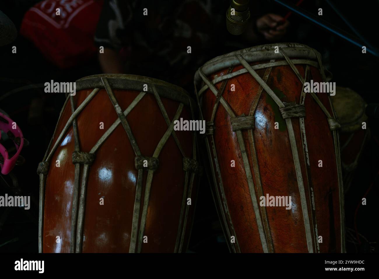 A traditional kendang drum, an essential instrument in Indonesian ...