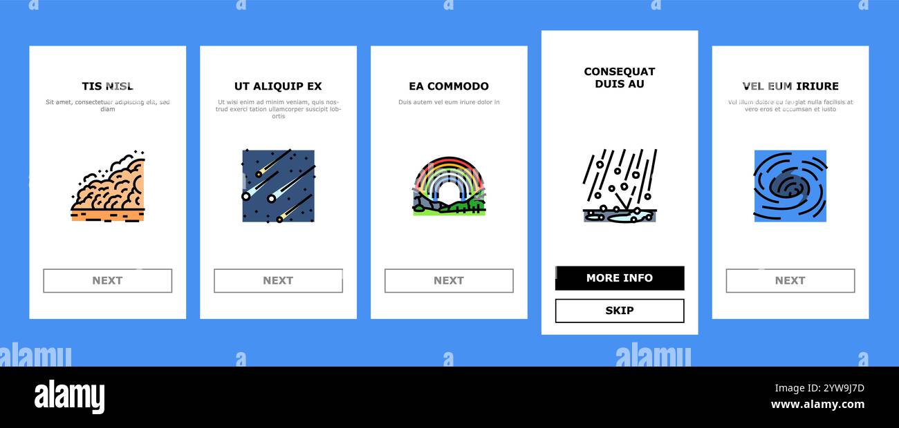 natural phenomena weather sun onboarding icons set vector Stock Vector ...