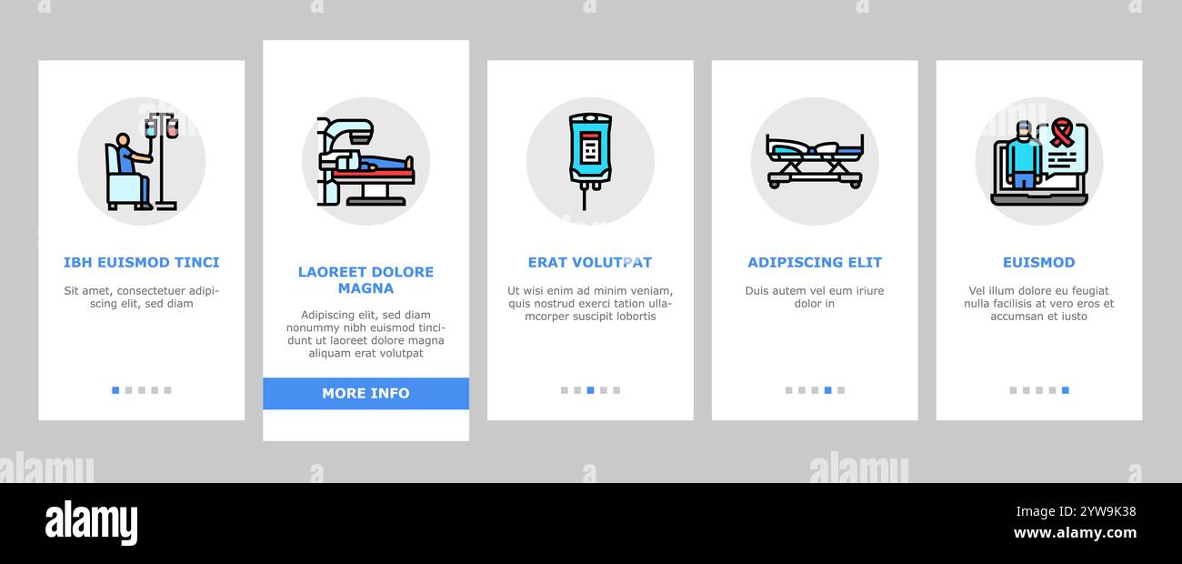 cancer treatment chemotherapy onboarding icons set vector Stock Vector ...