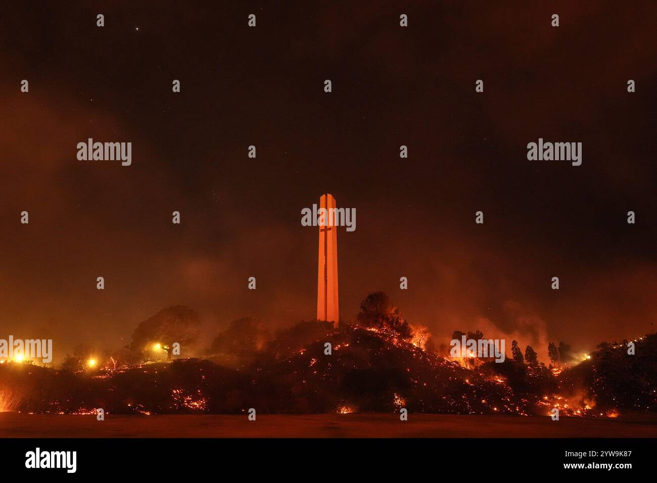 Vegetation around the Phillips Theme Tower at Pepperdine University is ...