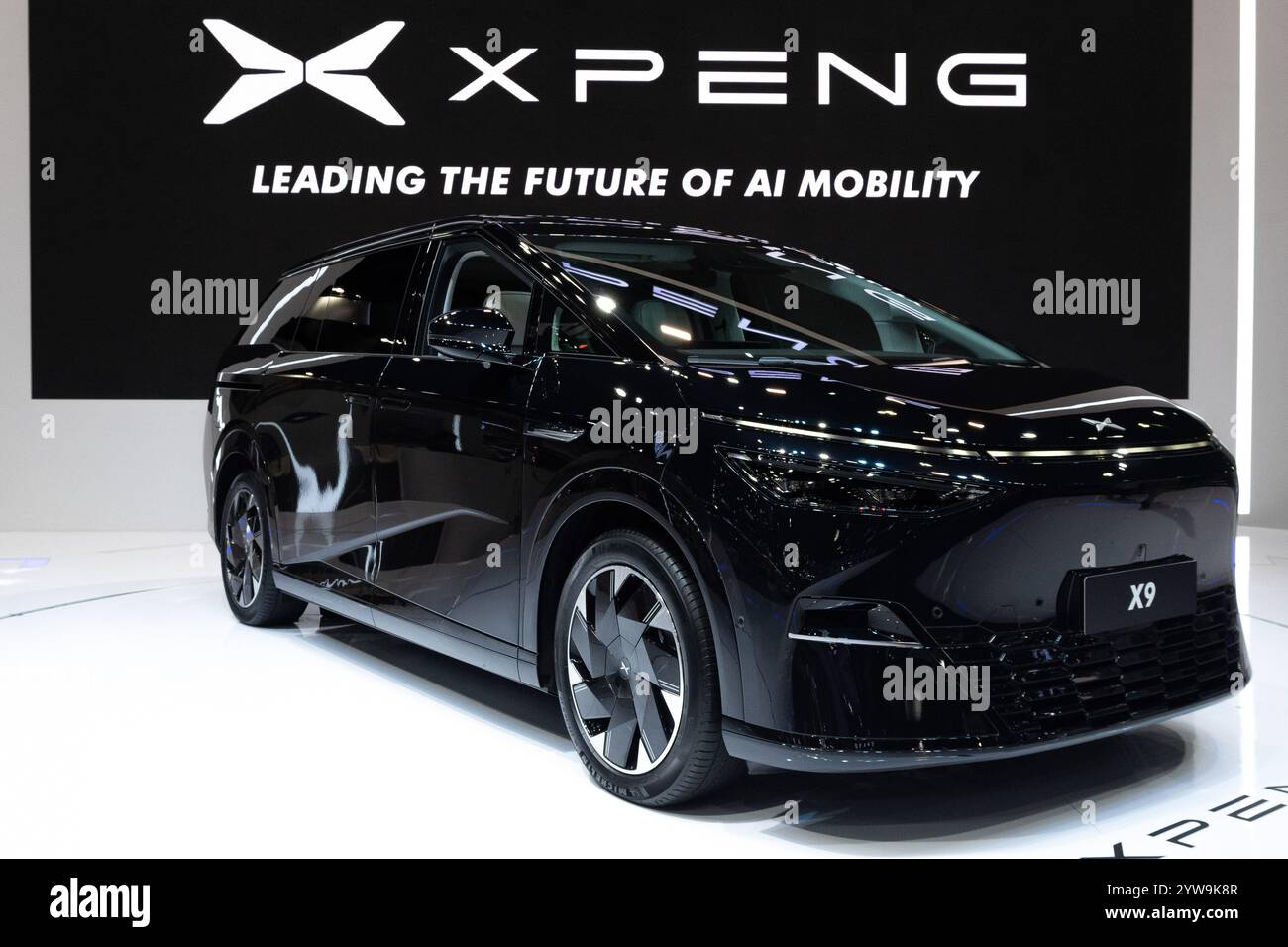 In this photo illustraton, Xpeng X9 car is seen displayed during the ...