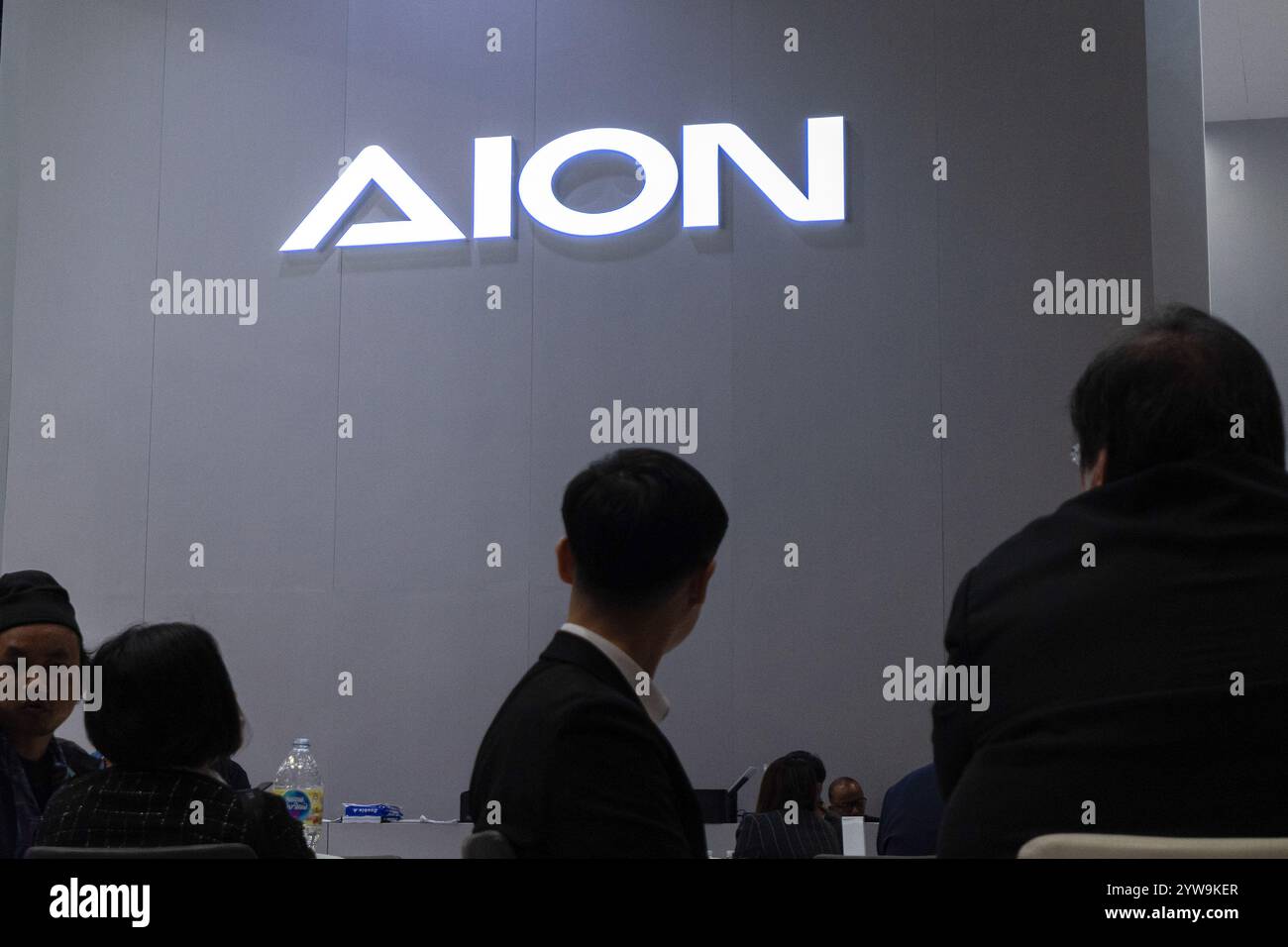 An Aion logo is seen during the 41th Thailand International Motor Expo ...