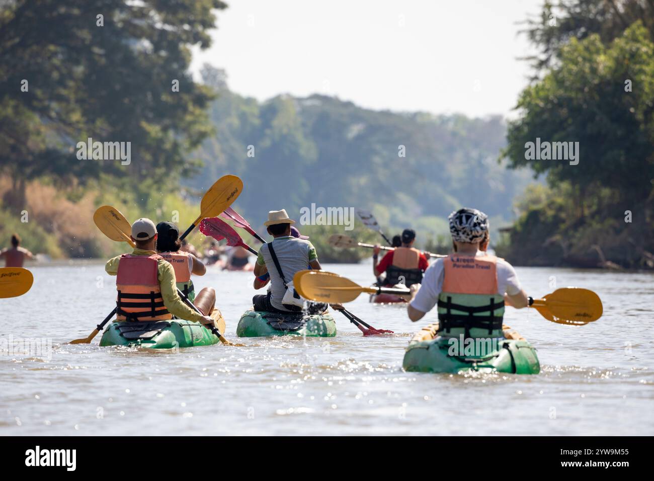 Kayaking on the Mekong River around Don Det island in the Four Thousand ...