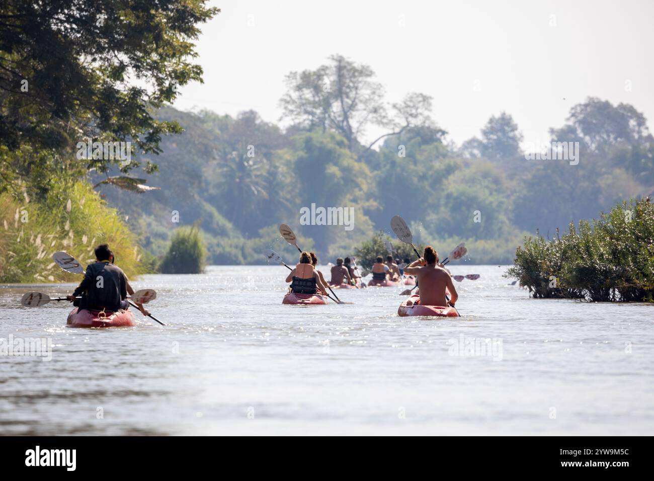 Kayaking on the Mekong River around Don Det island in the Four Thousand ...