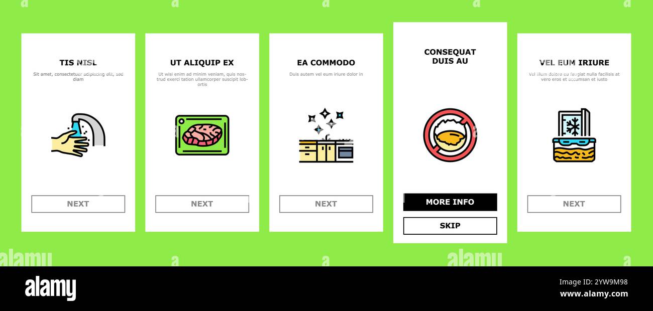 food safety hygiene inspection onboarding icons set vector Stock Vector ...