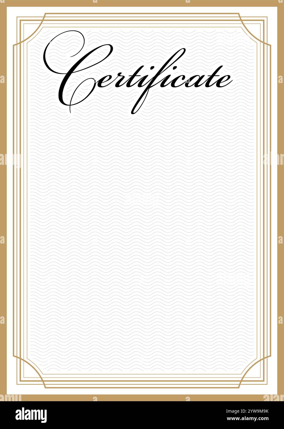 Certificate vertical concept with water mark backdrop, vintage golden ...