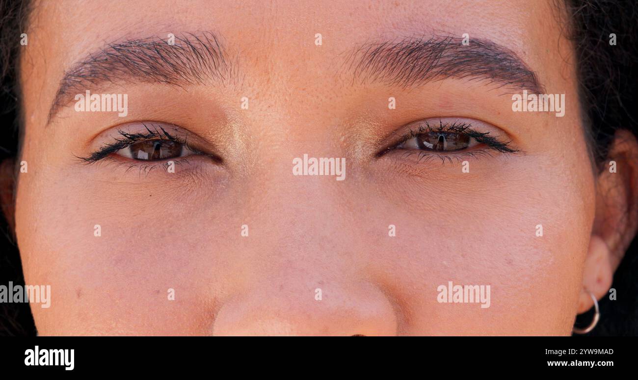 Beauty, aesthetic and person with mascara, eyes and makeup for ...