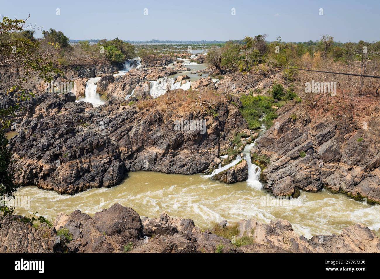 Li Phi Somphamit Waterfalls on Don Khon island on the Mekong River in ...