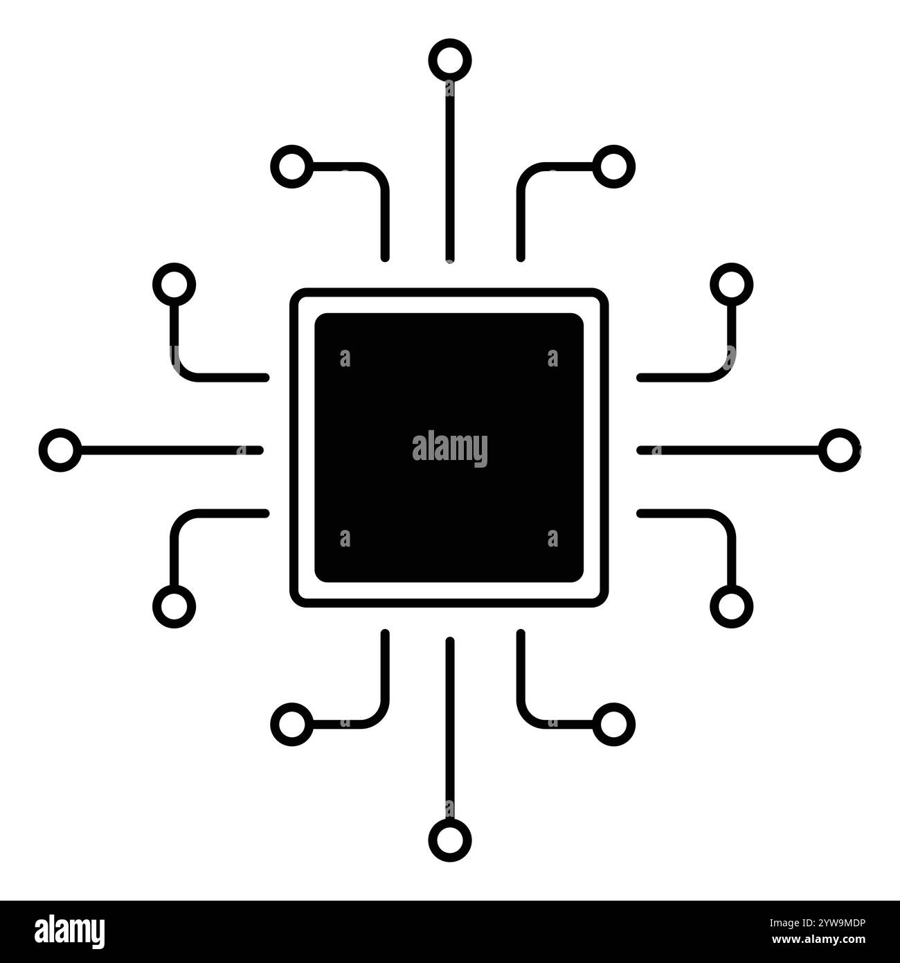Processor line icon, microchip cpu technology board, Central processing unit. Design element ...