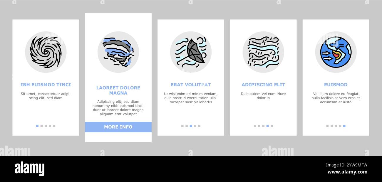 hurricane cyclone storm wind onboarding icons set vector Stock Vector ...