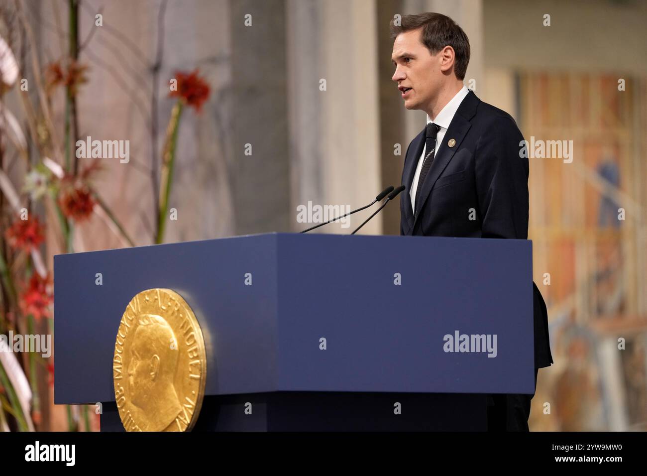 Oslo, Norway. 10th Dec, 2024. Chairman of the Nobel Committee Jorgen ...