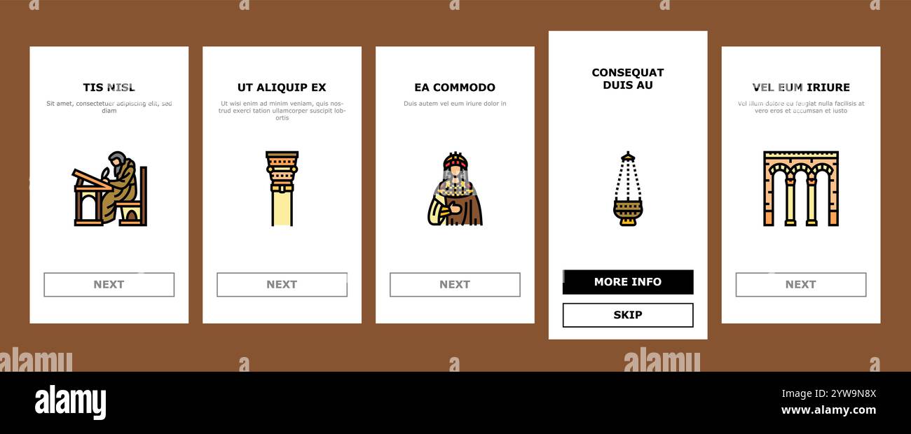 byzantium empire justinian onboarding icons set vector Stock Vector Image & Art - Alamy