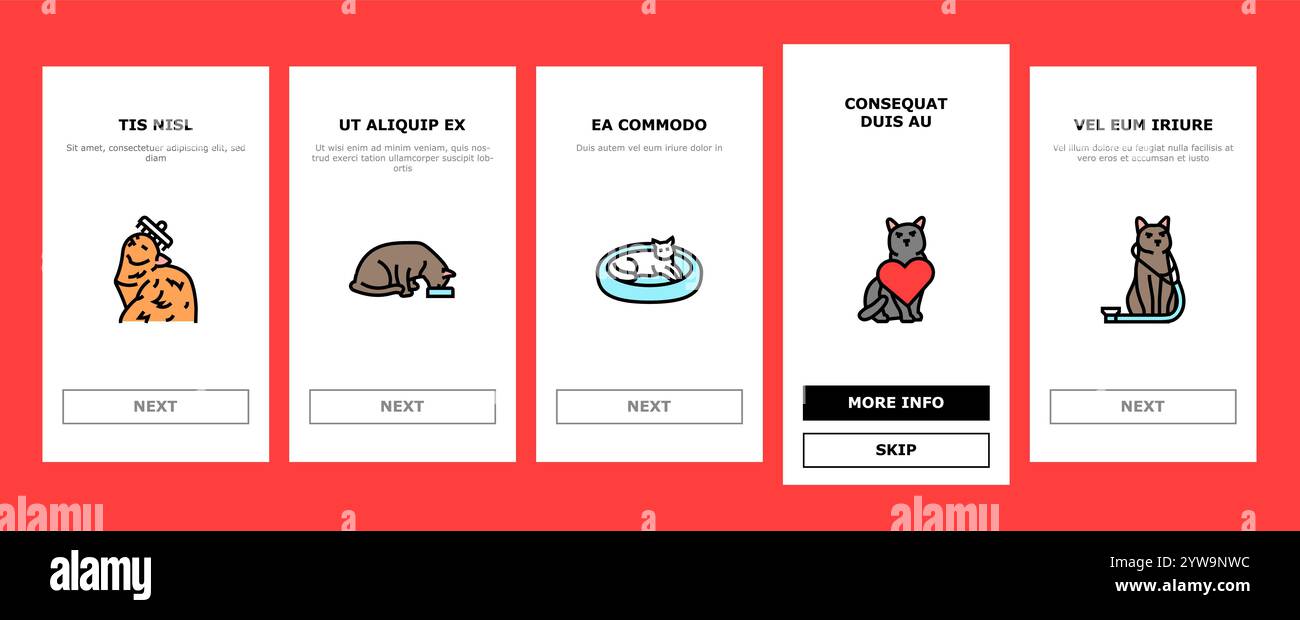 cat breeding genetics cattery onboarding icons set vector Stock Vector ...