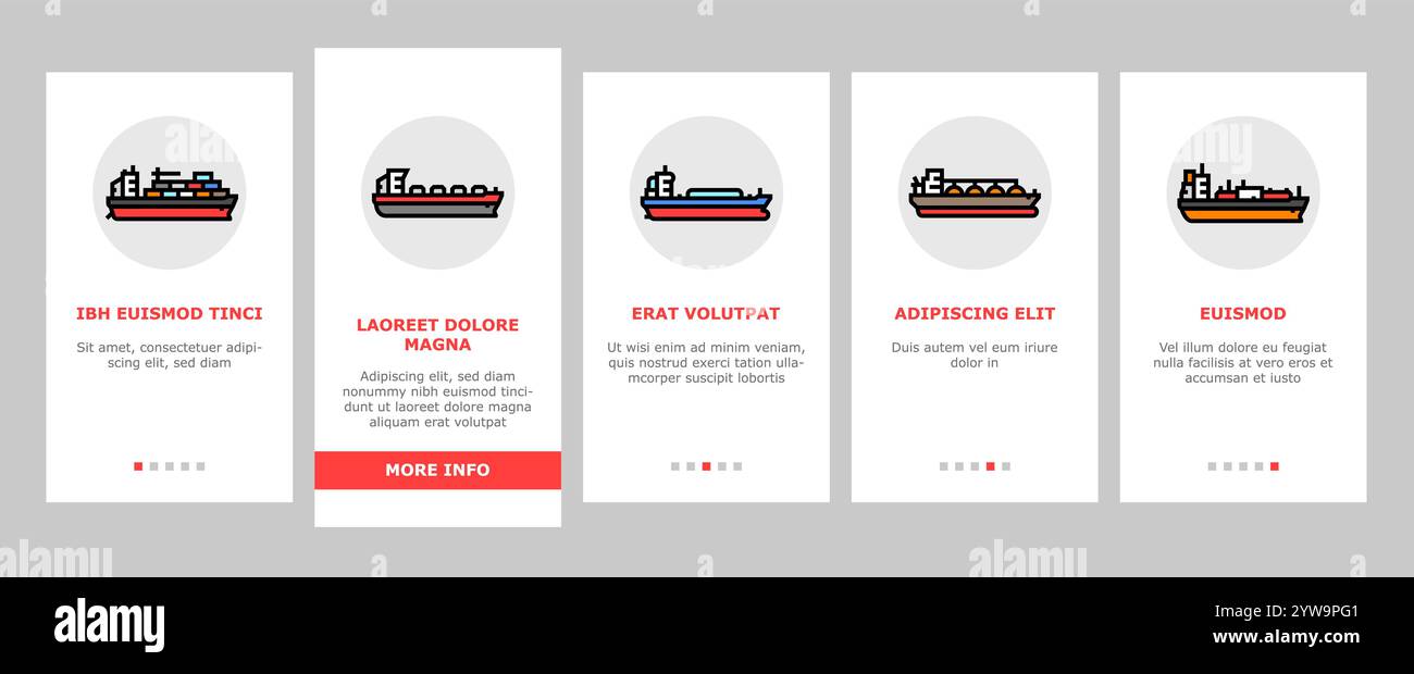 Ship Cargo Maritime Navigation Onboarding Icons Set Vector Stock Vector