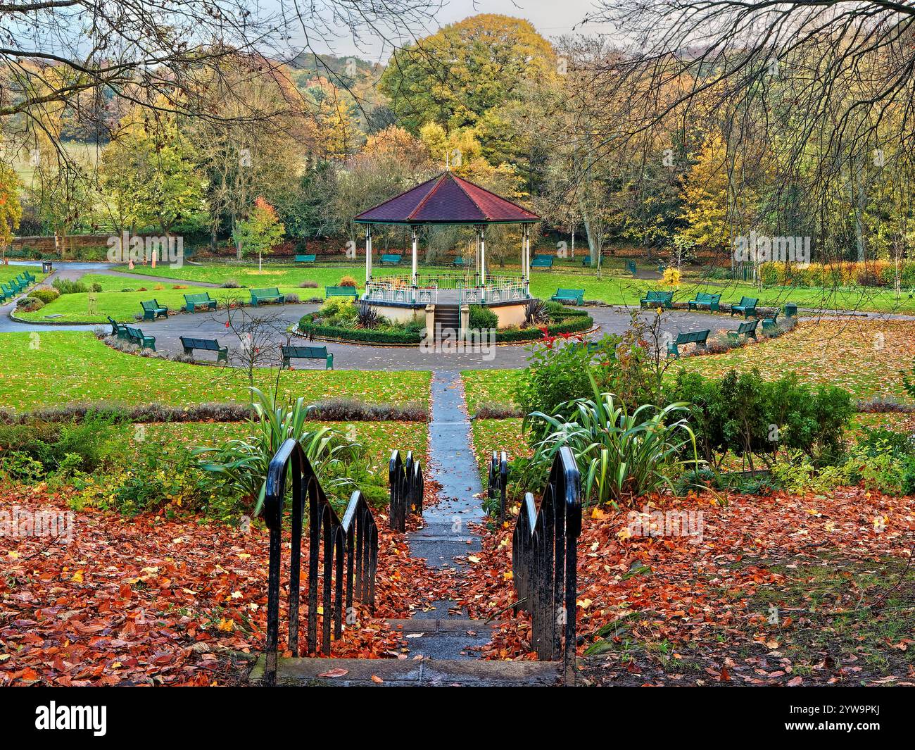 UK, South Yorkshire, Elsecar Park and Bandstand Stock Photo - Alamy