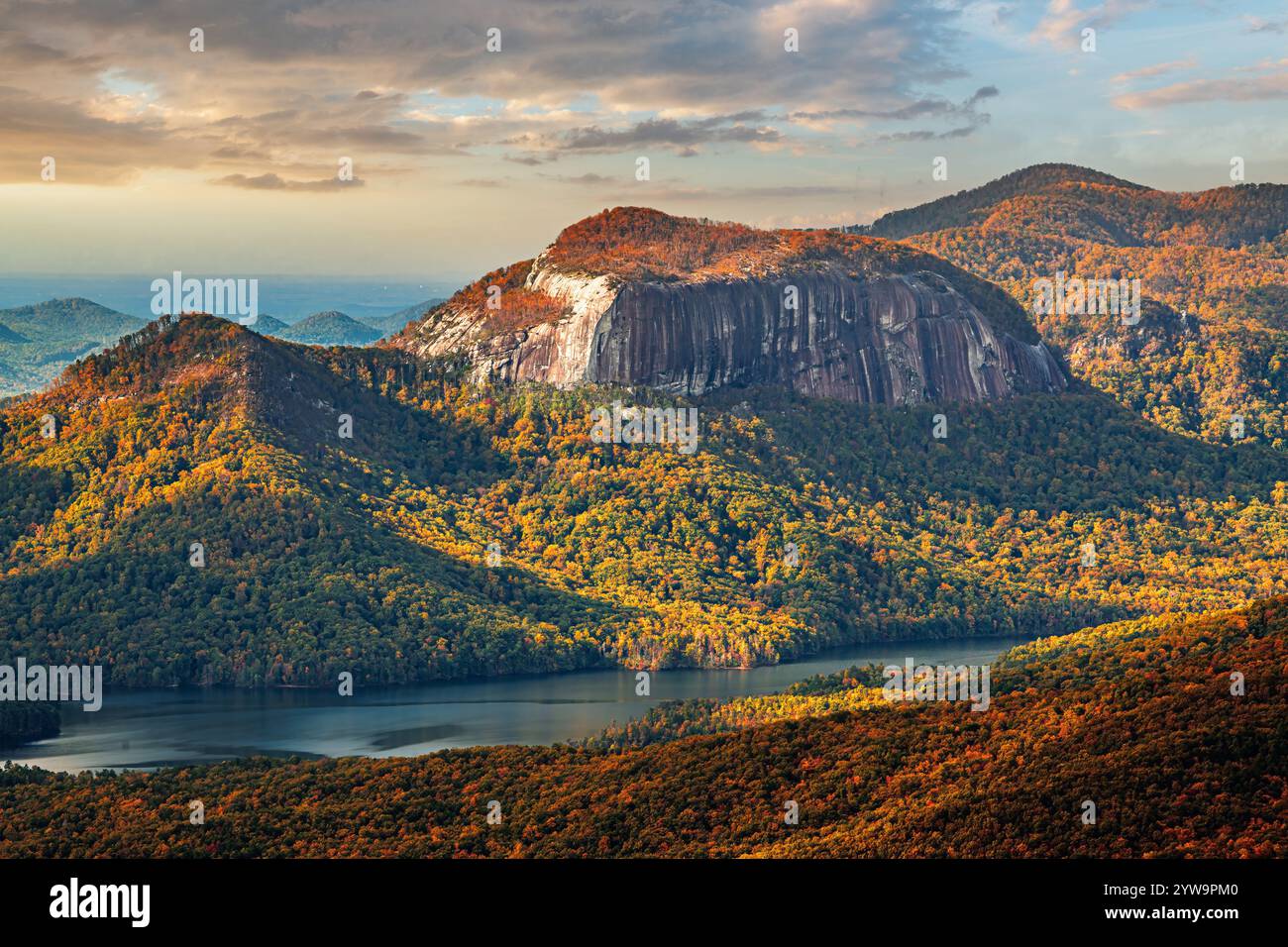Table Rock State Park, South Carolina, USA at dusk in autumn Stock ...