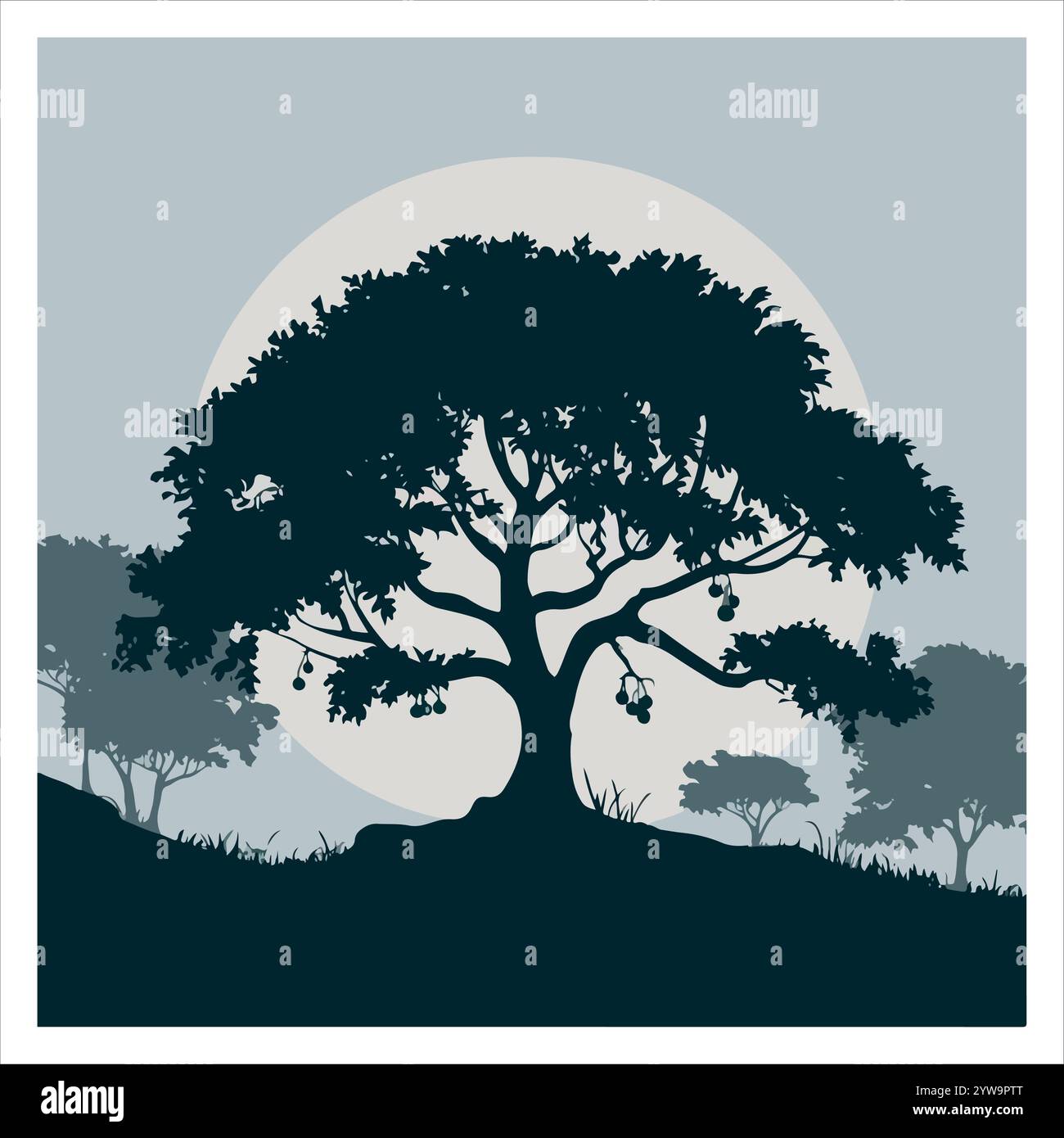 silhouette forest tree with background Stock Vector Image & Art - Alamy