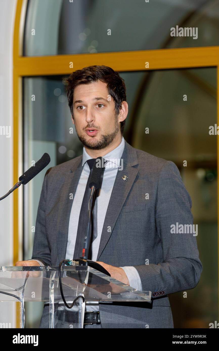 Brugelette, Belgium. 10th Dec, 2024. Walloon Minister President Adrien ...