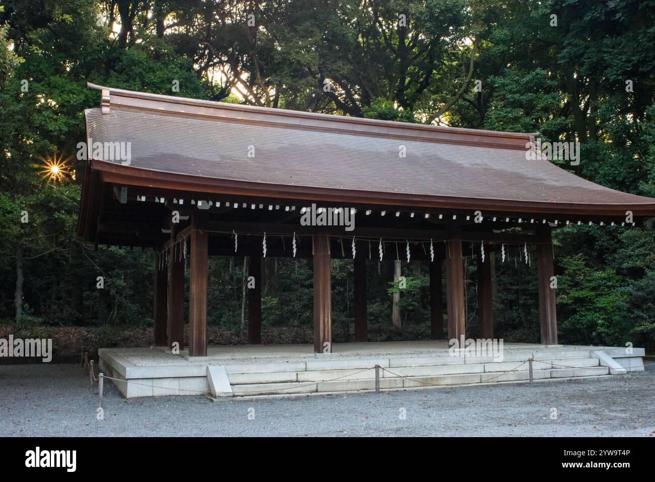 Grounds of Meiji Jingu Shinto shrine that is dedicated to the deified ...