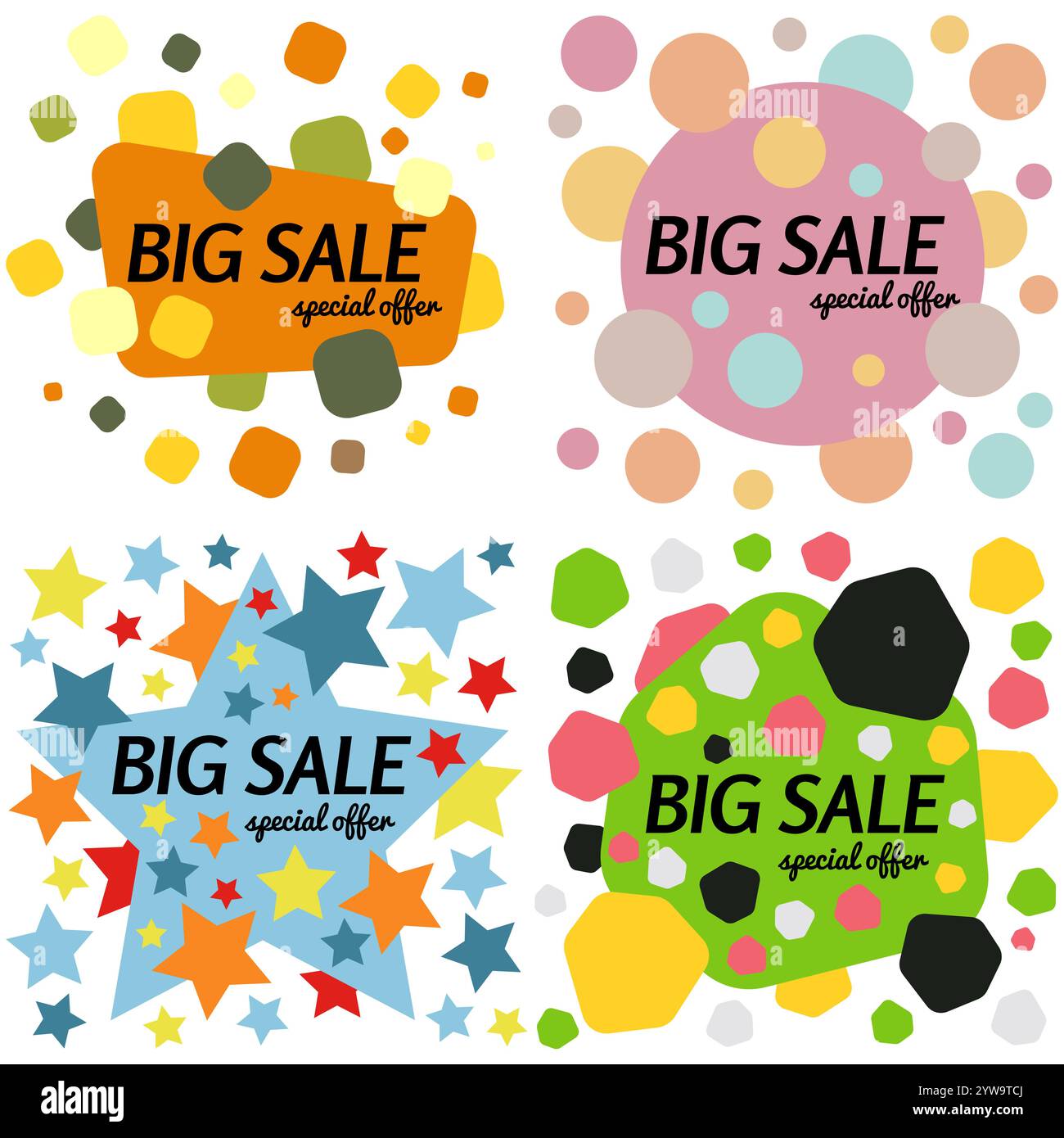 Set of big sale special offer square banners on white background ...