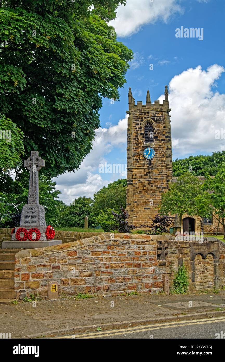 UK, West Yorkshire, Kirklees, Emley, Church of St Michael the Archangel ...
