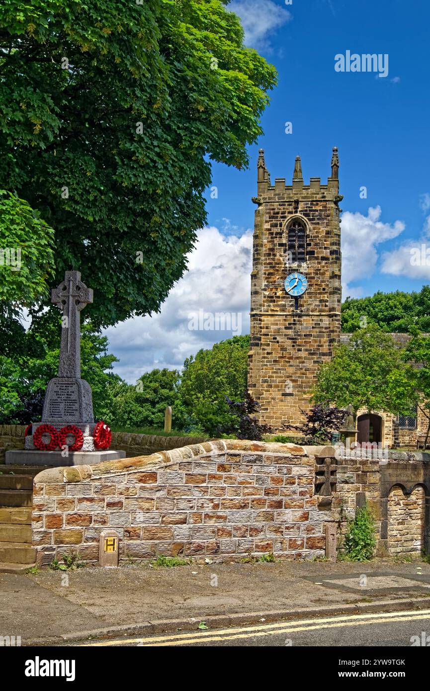 UK, West Yorkshire, Kirklees, Emley, Church of St Michael the Archangel ...