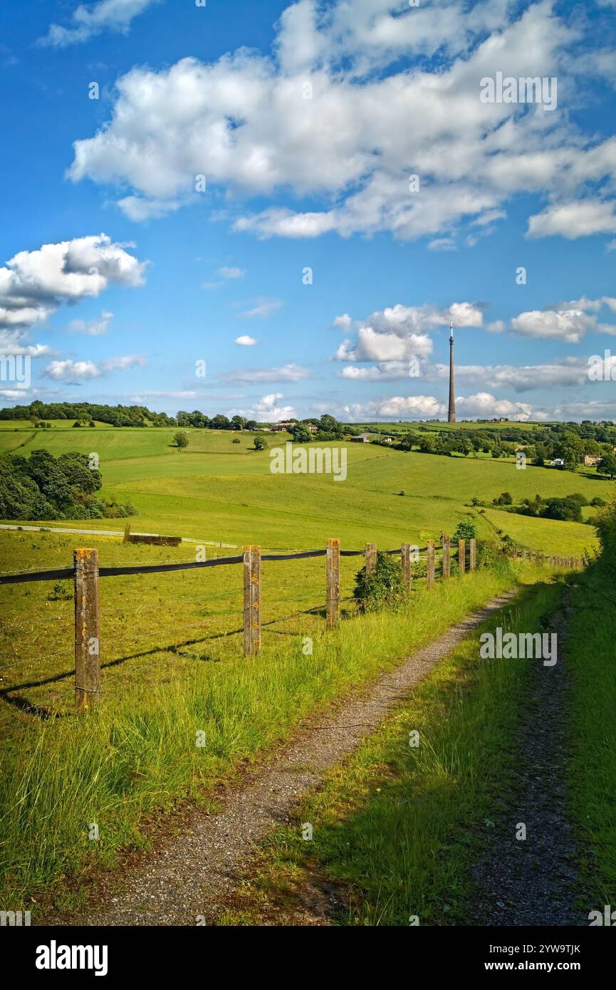UK, West Yorkshire, Emley Moor Transmitting Station from Little Lepton ...