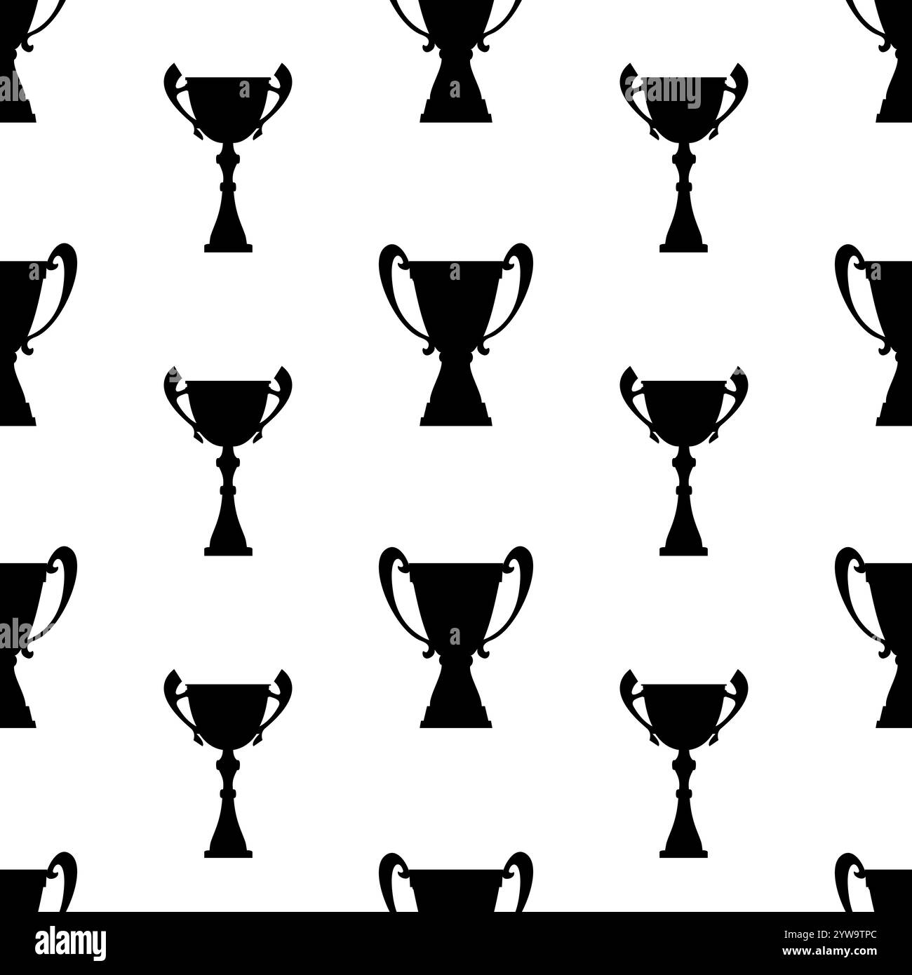 Winner trophy cup seamless pattern. Black simple silhouette texture ...