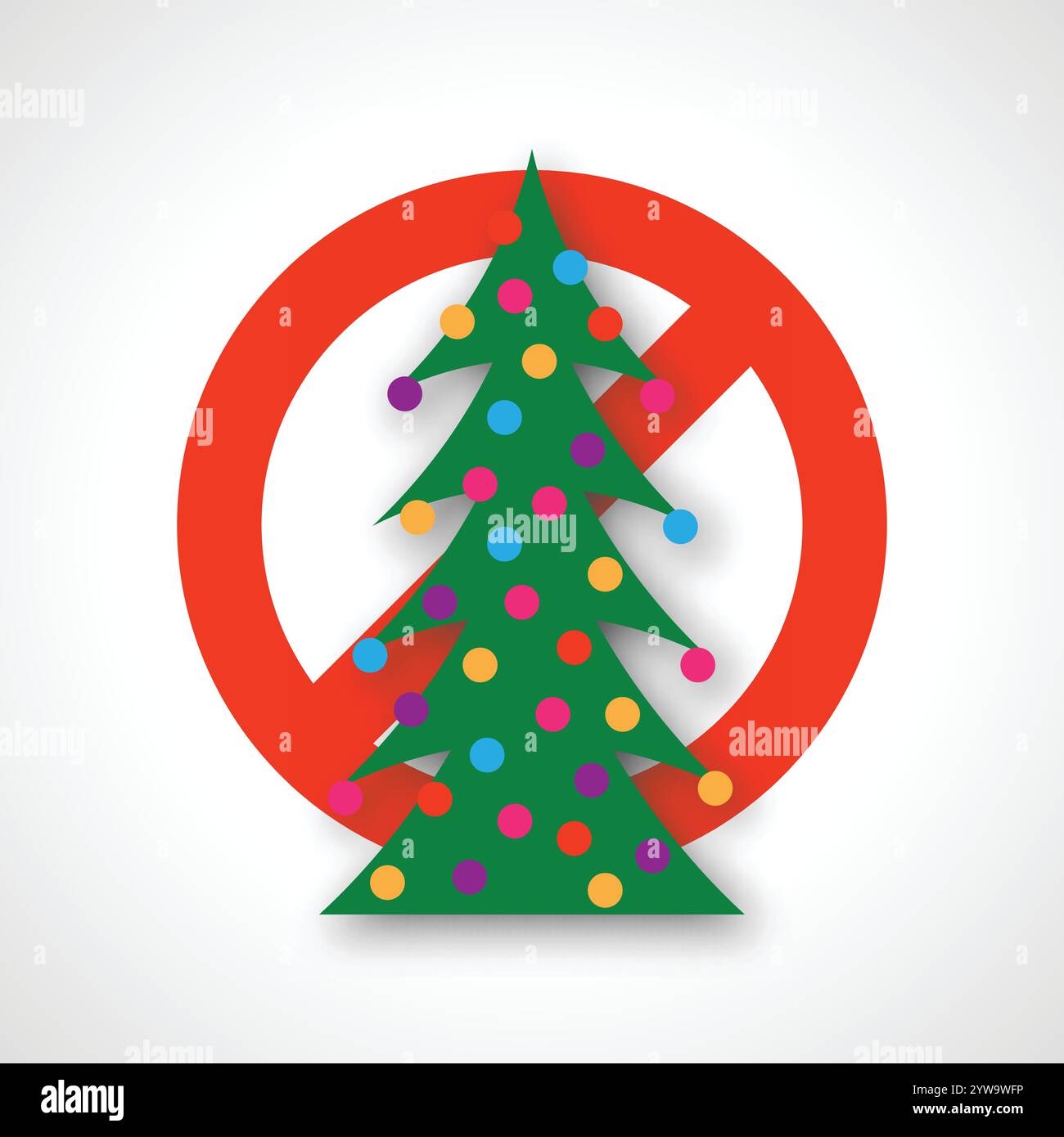 No Christmas tree. Red prohibition sign with Christmas tree. Vector ...