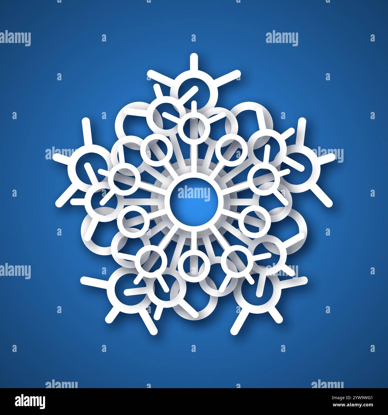 Paper cut snowflake. White snowflake on blue background. Christmas and ...