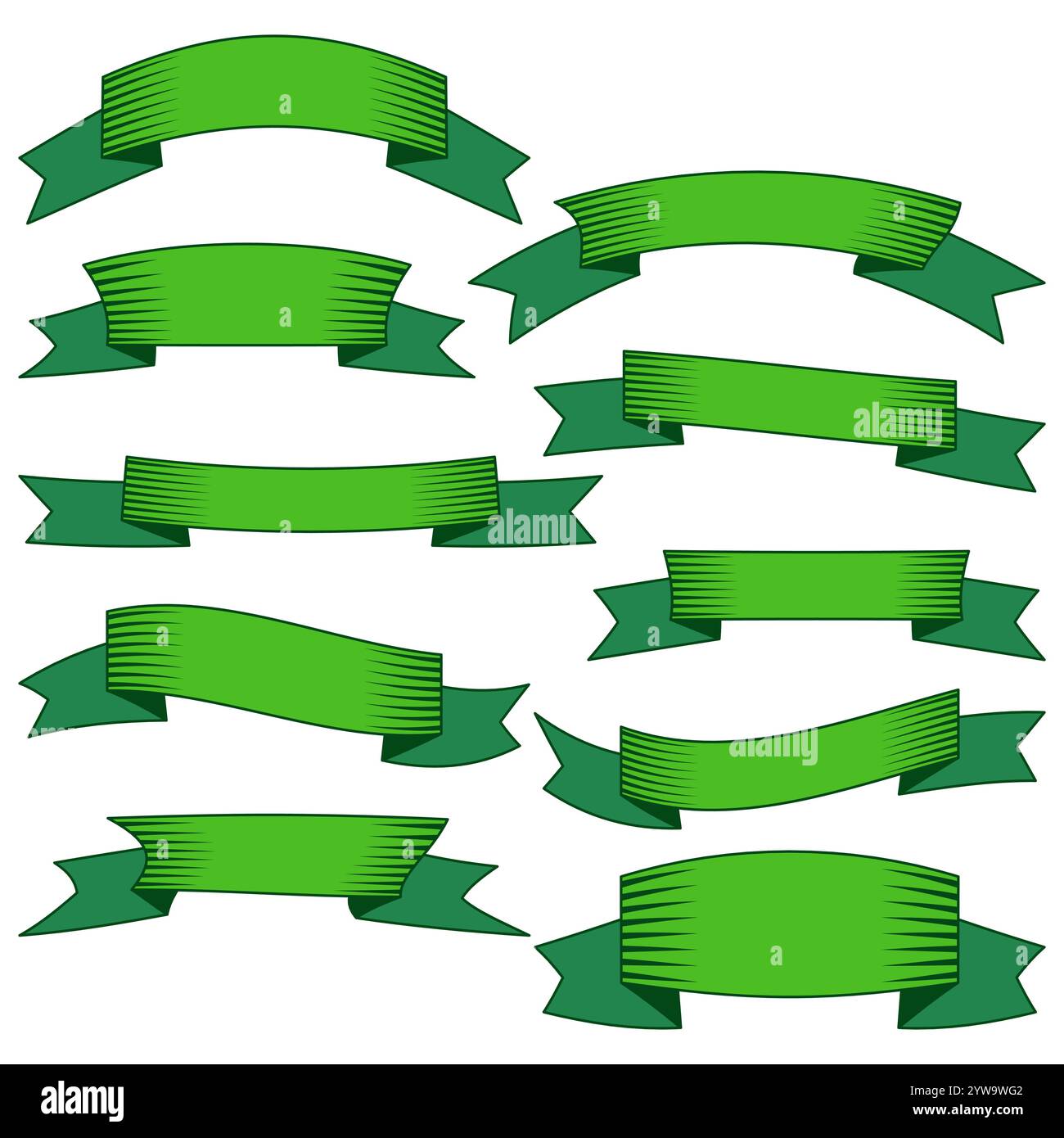 Set of ten green ribbons and banners for web design. Great design ...