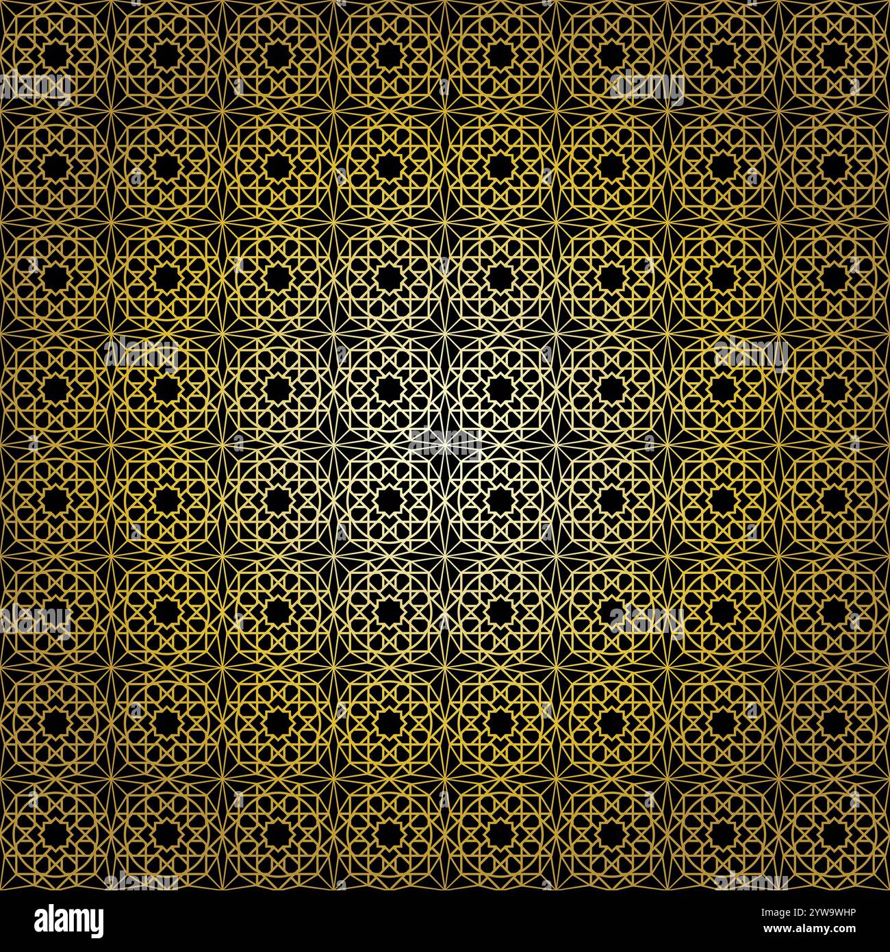 Geometric gold lace seamless pattern. Arabic tile lattice vector ...