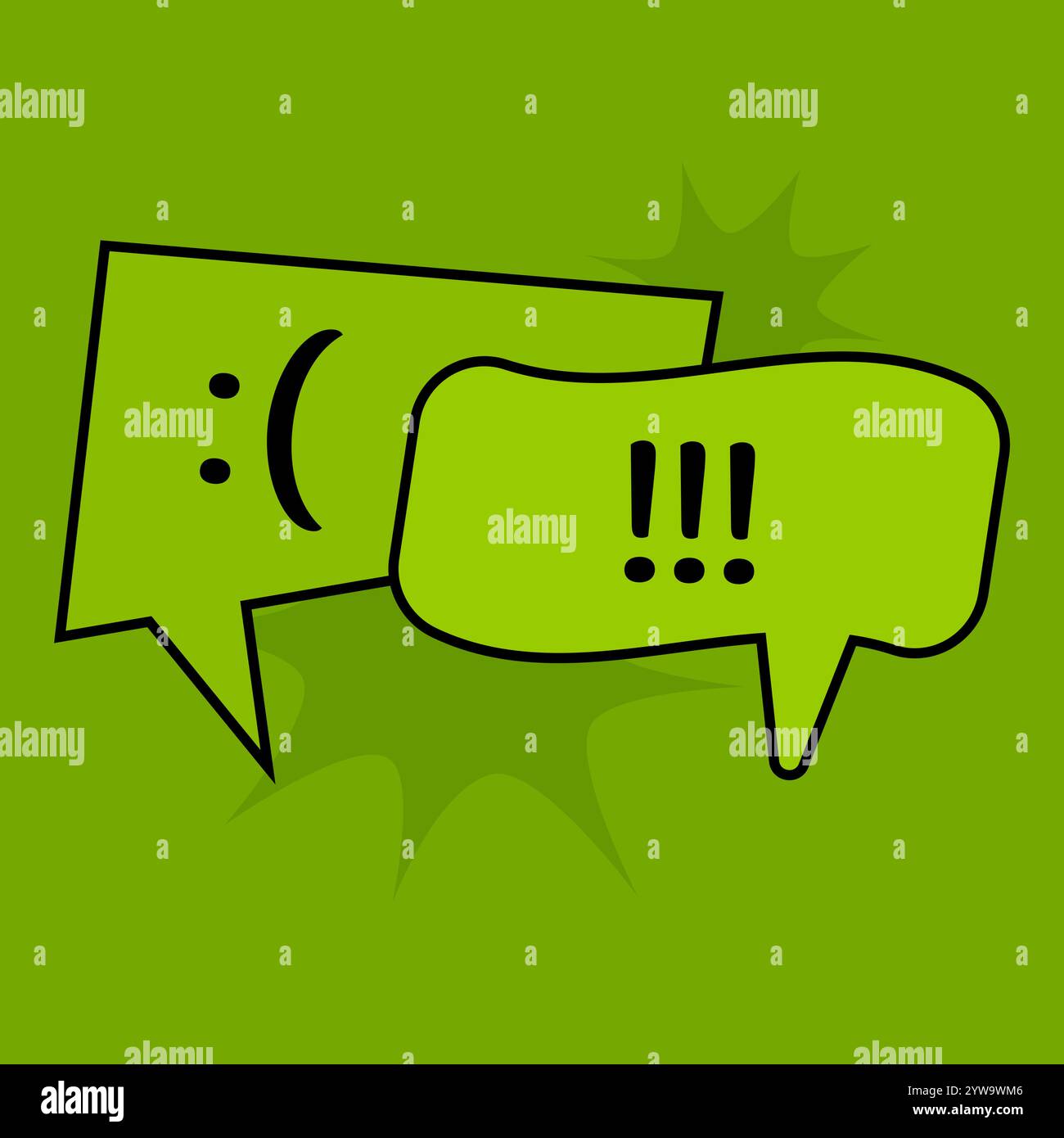Communication speech bubbles on green background. Vector illustration ...