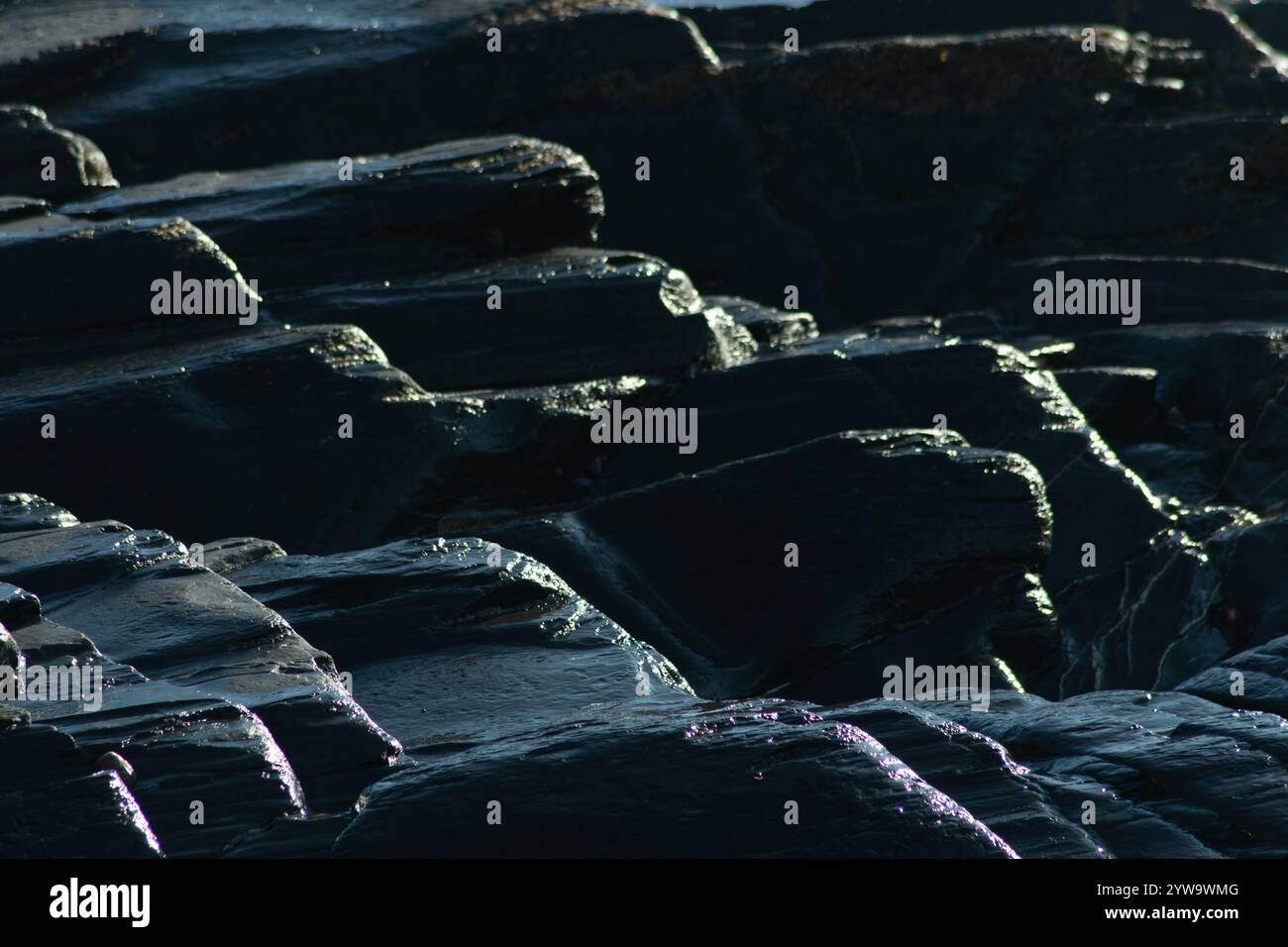 Detail of slate at Strangles Beach the North Cornish Coast Stock Photo ...