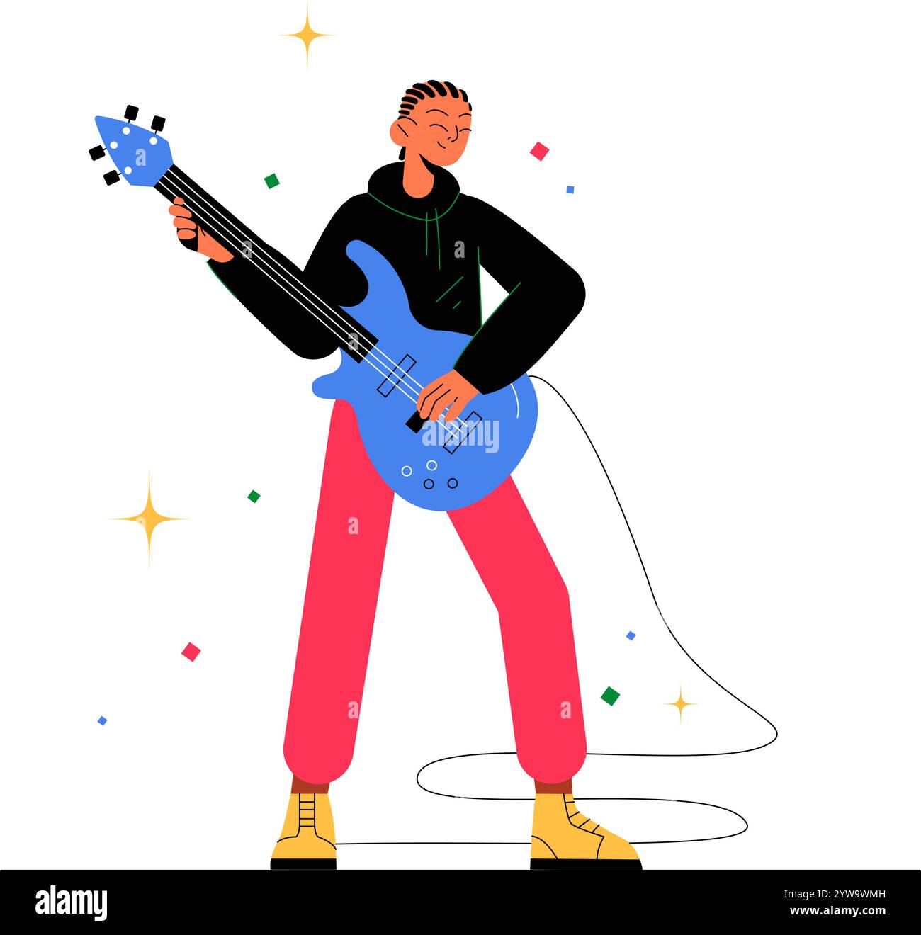Guitarist Performing Live In Flat Vector Illustration Symbolizing Music ...